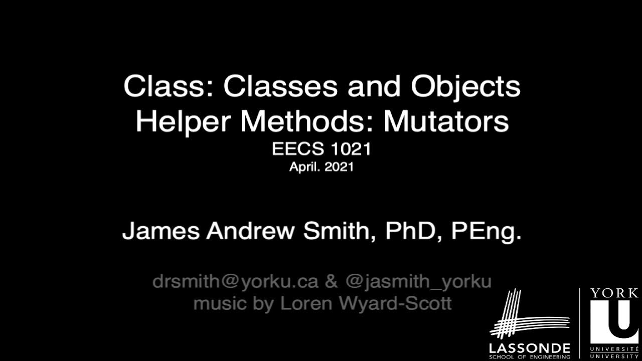 1021 Class in Object-Oriented Programming: Helper Methods: Mutators - YouTube