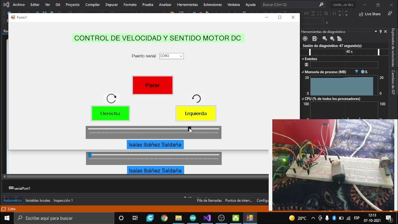 Control de motor dc con visual studio, Arduino, velocidad y dirección ...