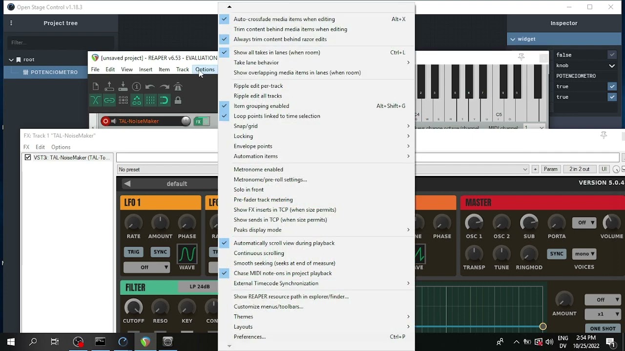 Configuracion de Open Stage Control con Reaper para usar Sintetizadores ...