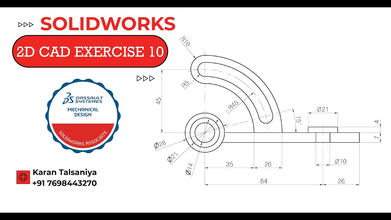 2D CAD EXERCISES 10 IN SOLIDWORKS - YouTube