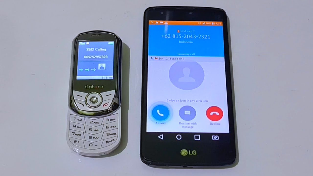 Tiphone T20 VS LG K8 incoming call & outgoing call - YouTube