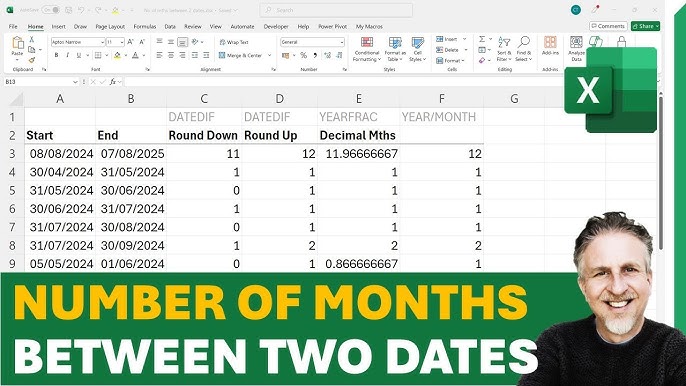 Excel Formula Get Days Months And Years Between Dates Exceljet