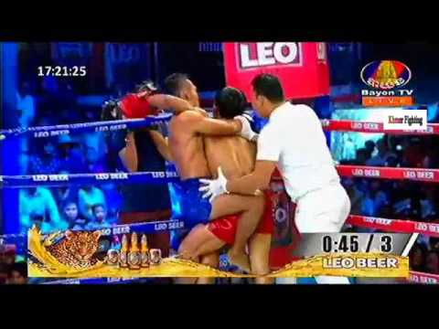 Kun Khmer, Sek Kimroun (Cam) vs  WiFi Lukmueangpetch (Thai) Bayon boxing 30jul2017 Leo Beer Champion