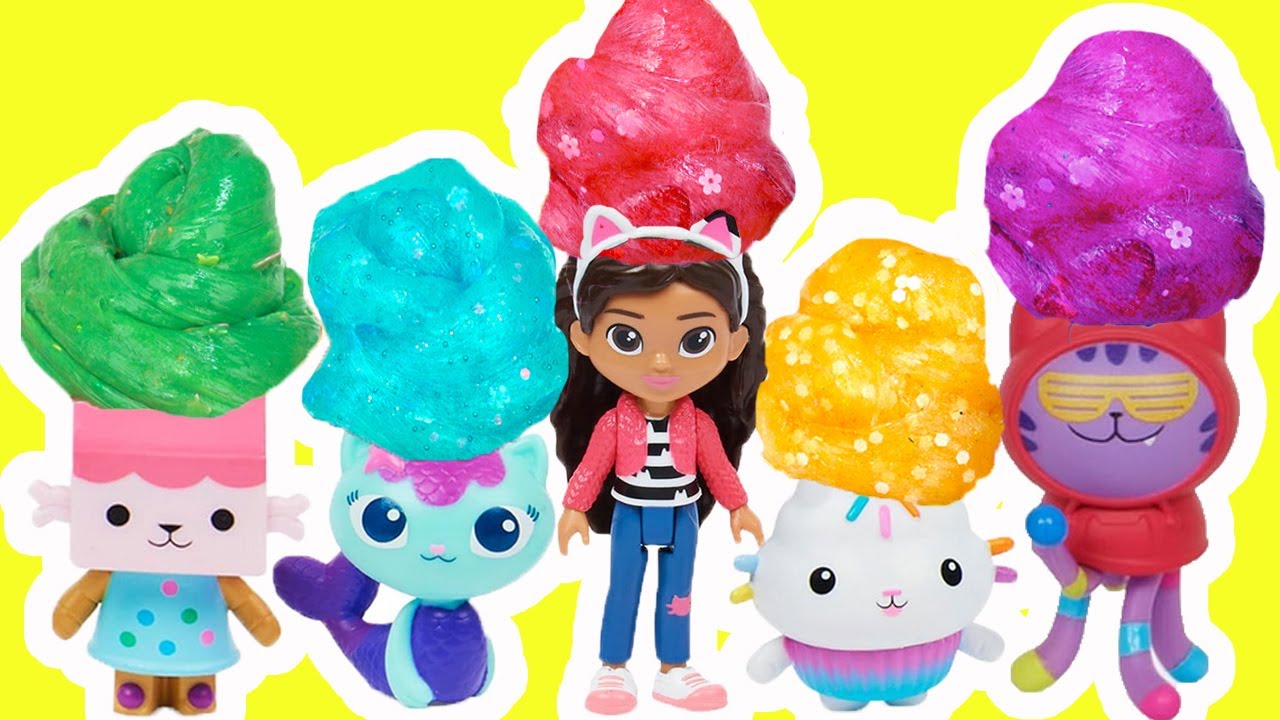 Gabby's Dollhouse DIY Slime Making Tutorial with Pandy, Cakey, DJ, Baby ...