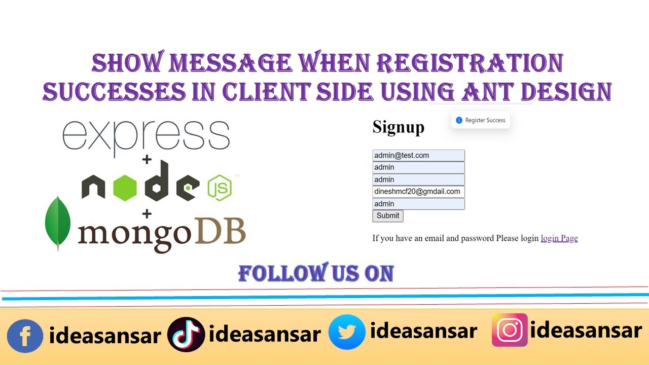 Show Message when registration successes in client side using Ant ...