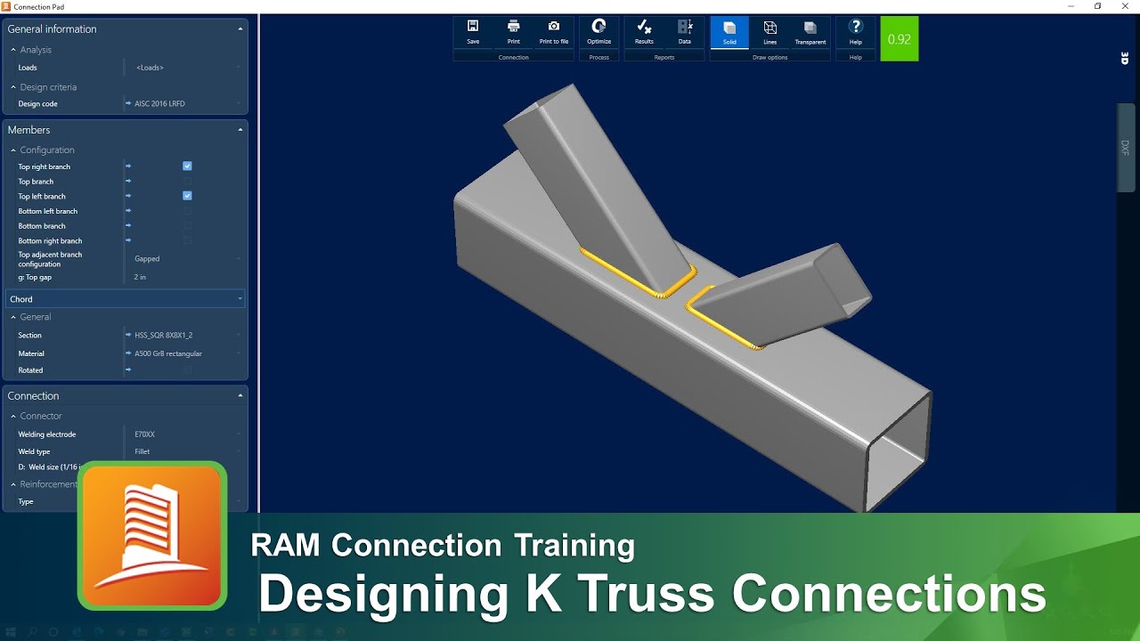 Designing Truss Connections for K-Joints in RAM Connection - YouTube