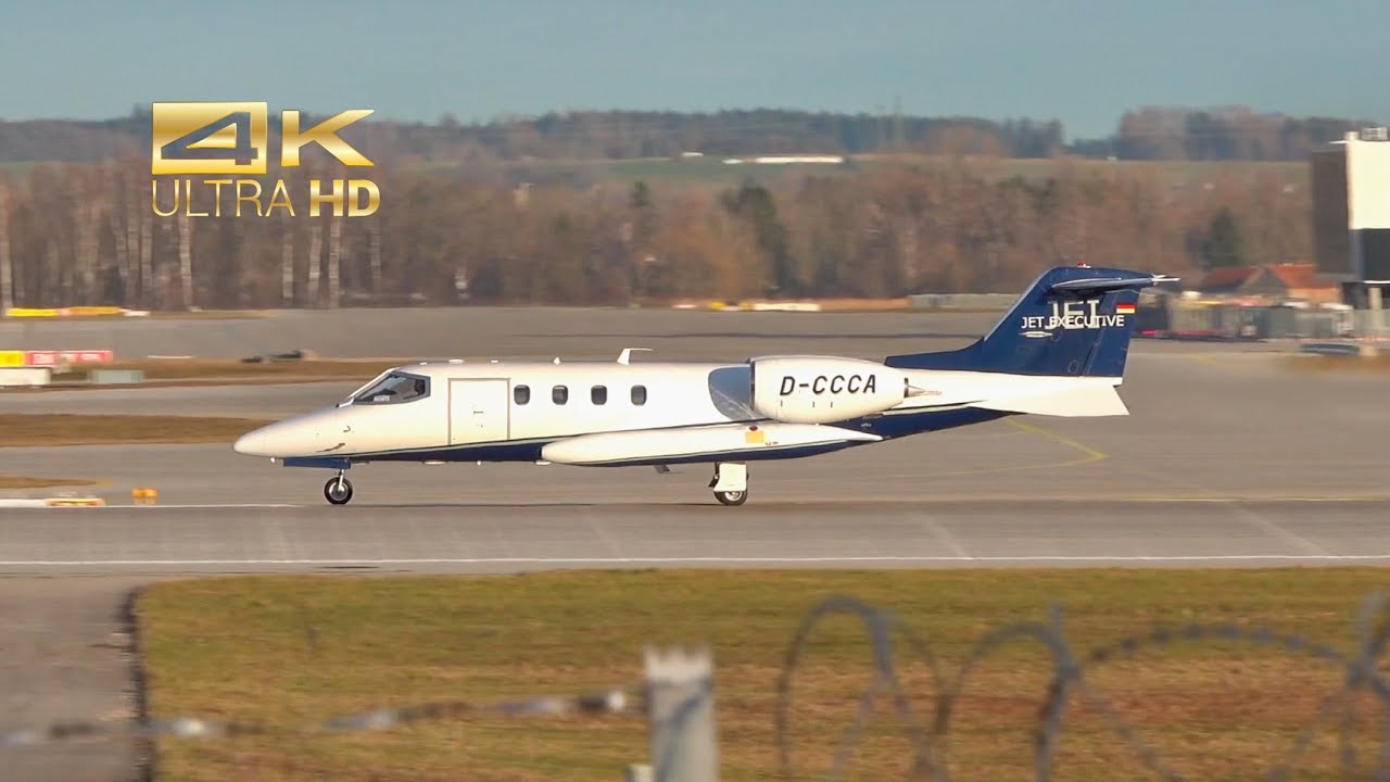 (4K) Learjet 35A from Jet Executive D-CCCA departure at Munich Airport ...