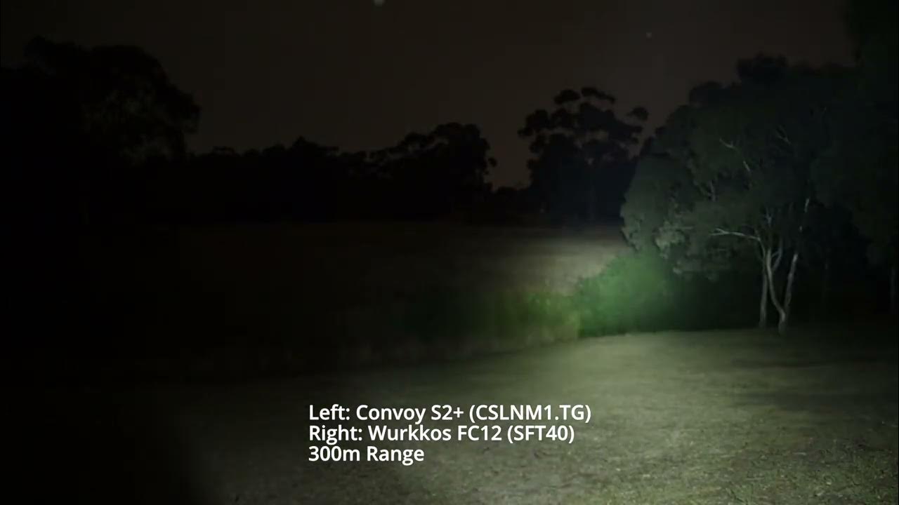 Flashlight Comparison Beamshots: Convoy S2+ vs Wurkkos FC12 - YouTube