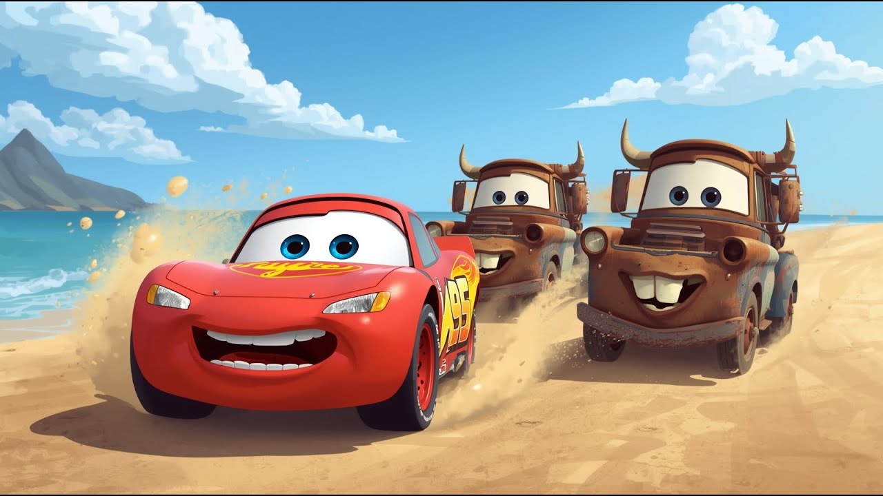 🚗 The Red Car Escapes from the Mean Cars! 🌊 | Funny Car Adventure for ...