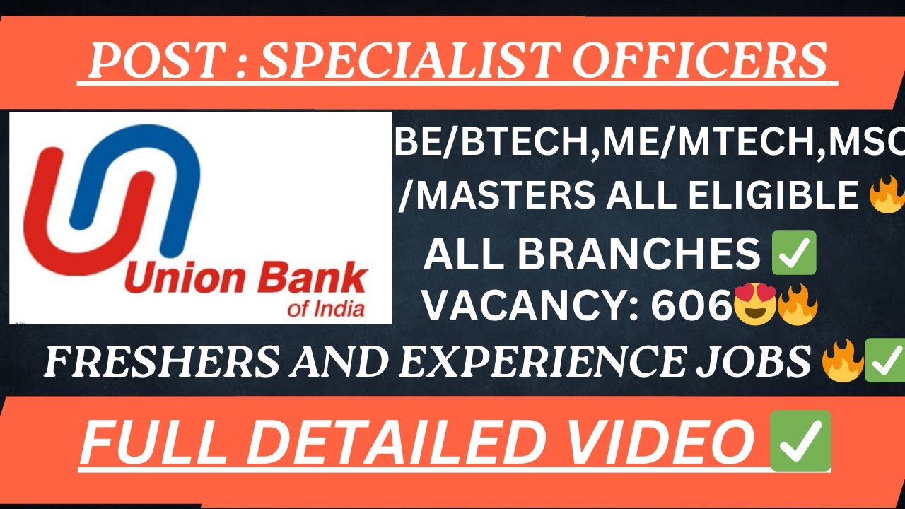 UNION BANK RECRUITMENT🔥2024| TECHNICAL SPECIALIST RECRUITMENT🔥|FRESHER ...