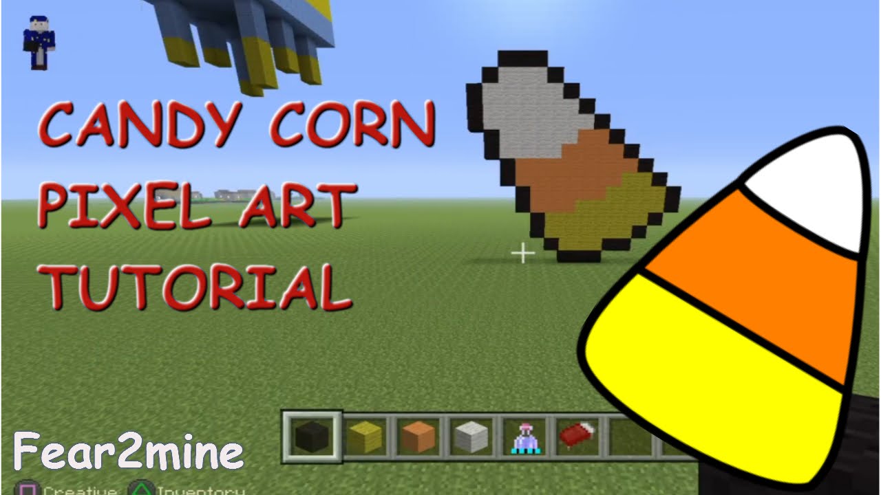 Minecraft PS4: Pixel Art Candy Corn Tutorial - YouTube