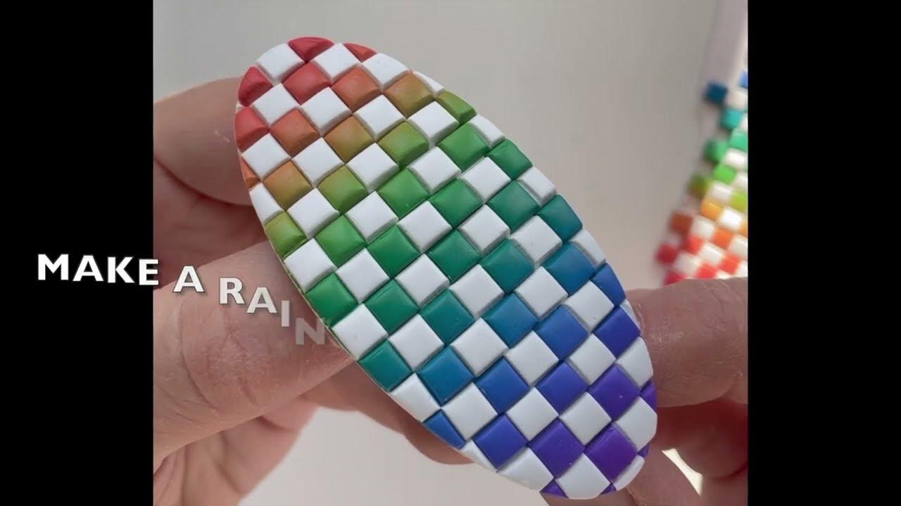 Make a rainbow checkerboard pattern with polymer clay - YouTube