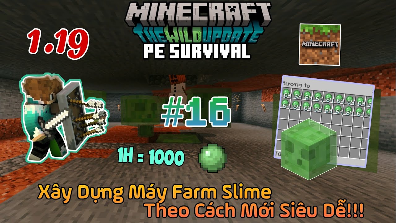 MINECRAFT PE SURVIVAL 1.19 TẬP 16 | MÌNH XÂY MÁY FARM SLIME ĐƠN GIẢN ...