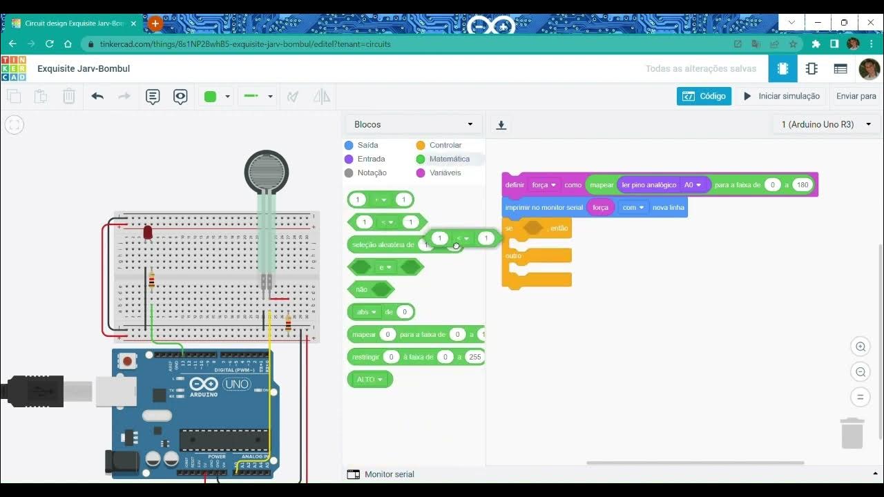 Sensor de força programação em blocos, Tinkercad - YouTube