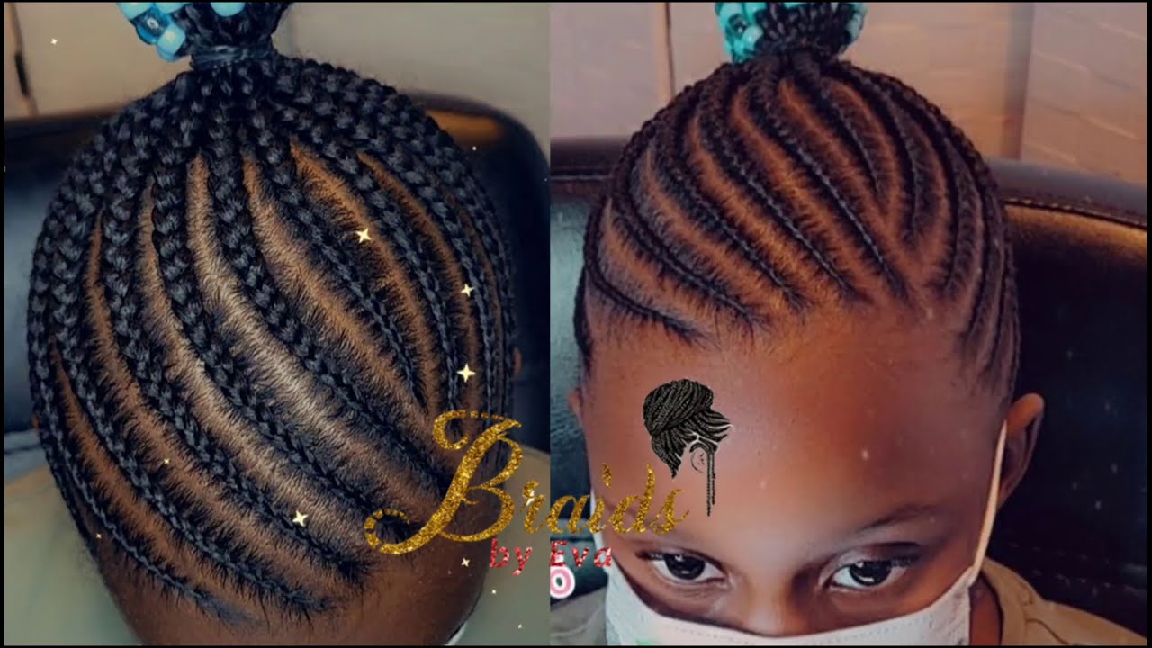 How to: kids simple cornrows, no hair added with beads - YouTube