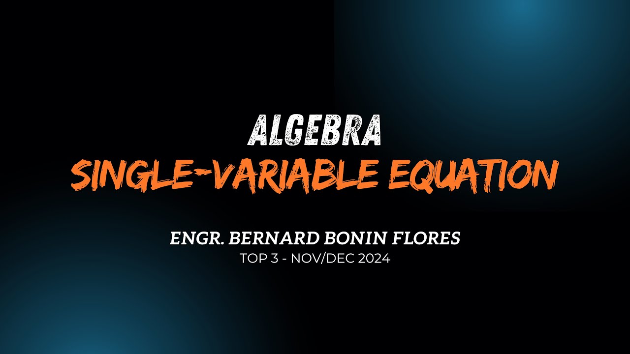 ALGEBRA - Single-Variable Equation - YouTube