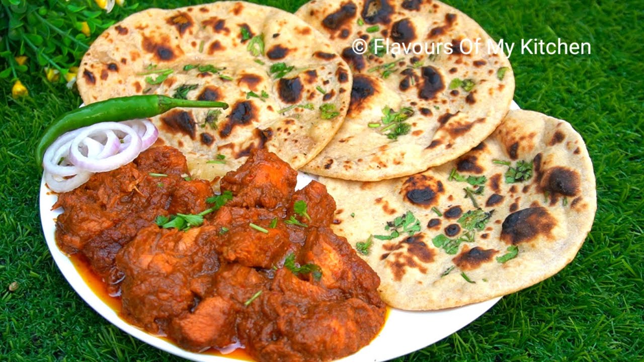 Atta Tandoori Roti on Tawa-Chicken Angara Boti-तवे पर बनाए गेंहू के आटे ...