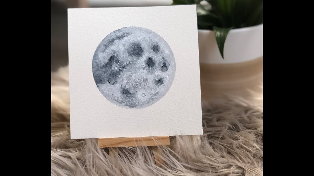 Painting A Full Moon : Gouache Watercolor - YouTube