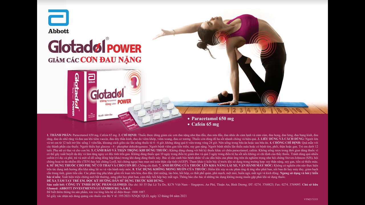 Glotadol Power giúp giảm các cơn đau nặng | Thành phần Paracetamol 650 ...
