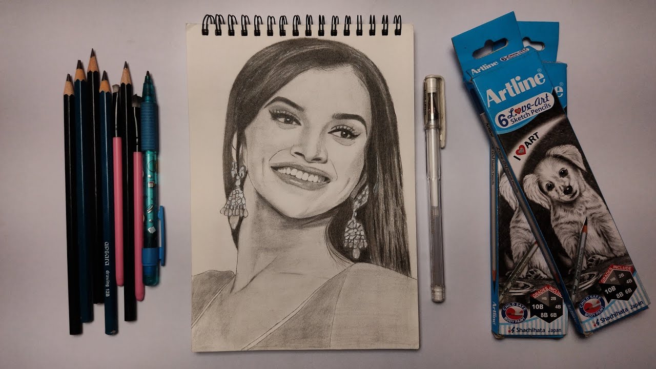 How to draw Deepika Padukone sketch /drawing (Time-lapse) - YouTube
