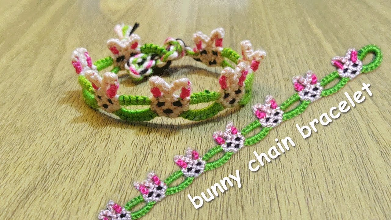 Cute bunny chain bracelet tutorial 🐰 trangyiyi - YouTube