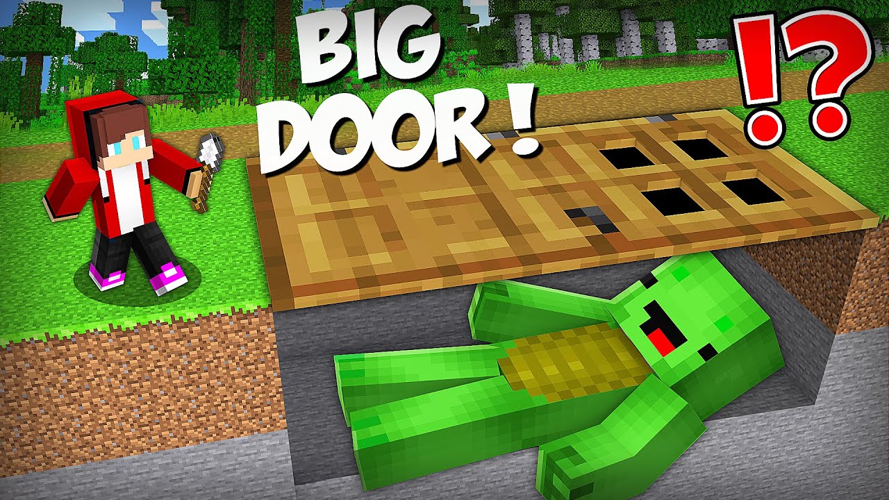 JJ Found Mikey UNDER the BIGGEST DOOR in Minecraft Challenge - Maizen - YouTube