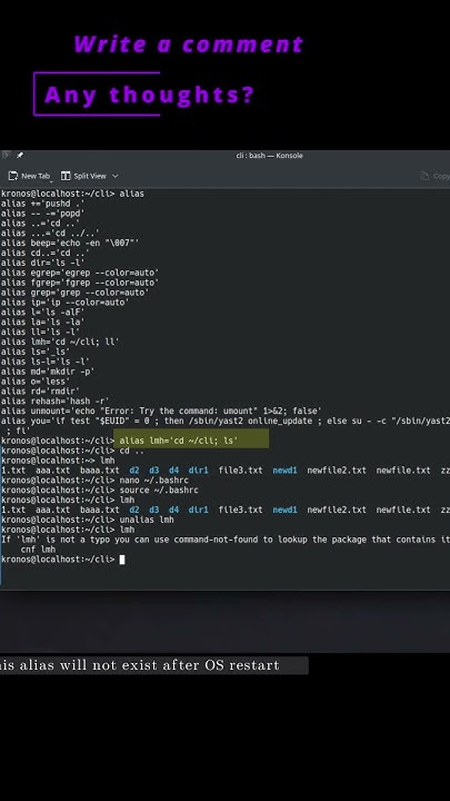 🐧 Linux CLI 10 Preview 🐧 create your aliases 🐧 #linux #shell #cli #konsole #ubuntu #fedora # ...