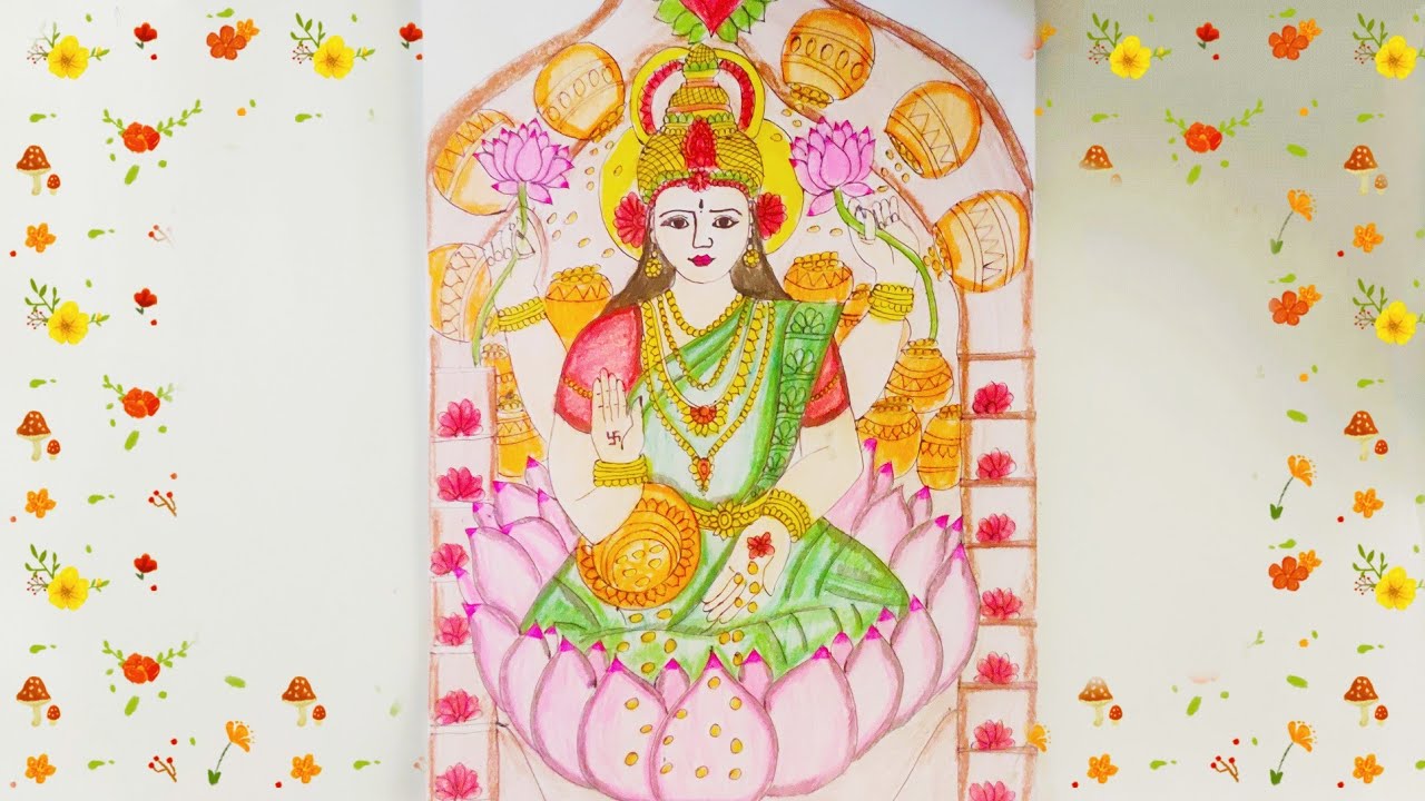 How to draw Lakshmi devi |Ashta Lakshmi| /Lakshmi mata/ |Saraswati ...