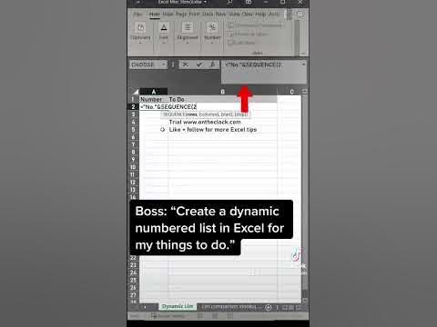Excel tip to make a dynamic numbered list sequence - YouTube