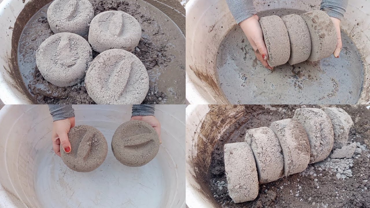 ASMR: 73 Disk gritty Sand Cement mix Paper Powder Smashing, Dipping ...
