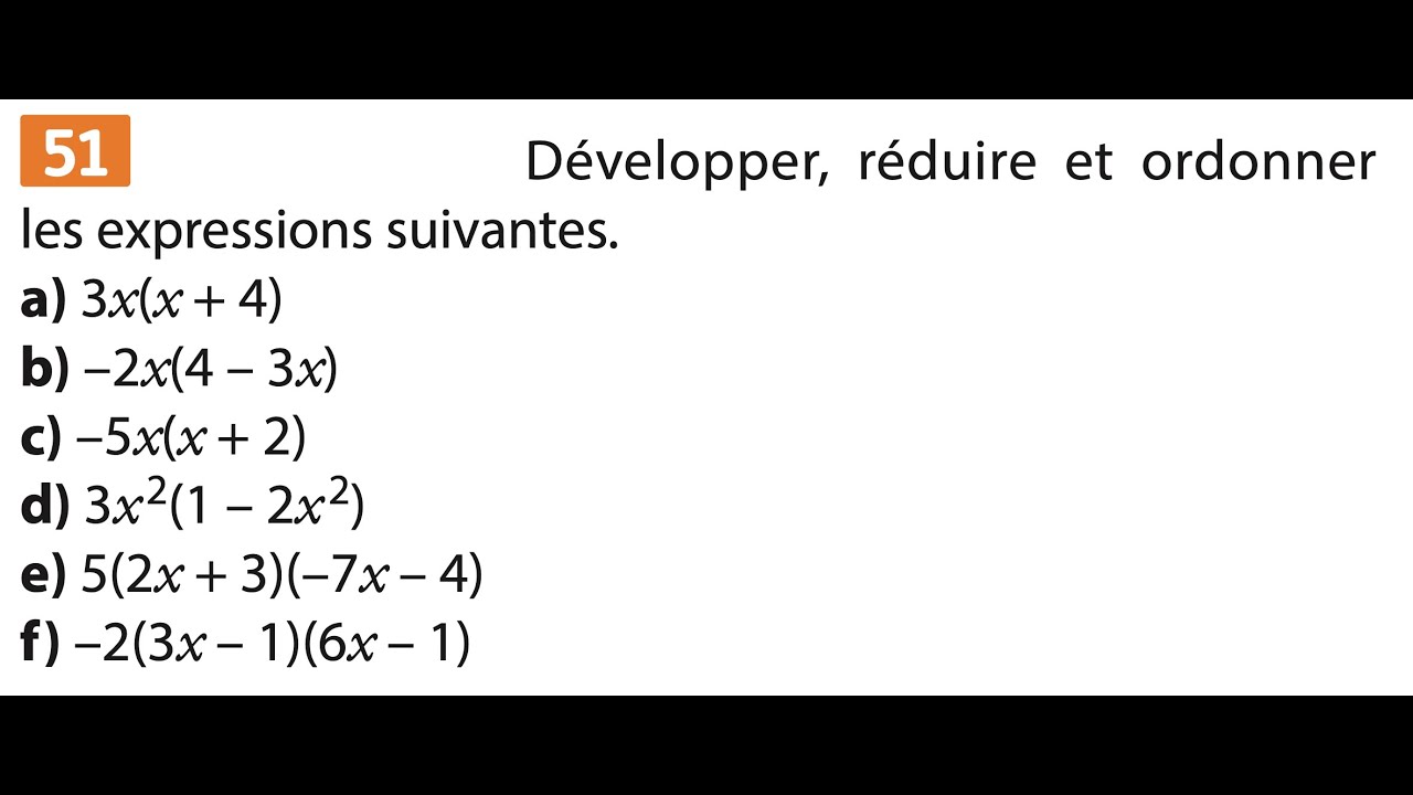 Seconde Calcul Littéral, Développement, Exercice 3 : Distributivité ...
