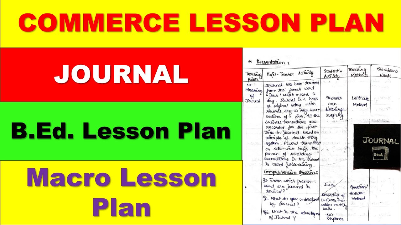 Commerce Lesson Plan on topic "Journal "/ How to make Lesson Plan for ...