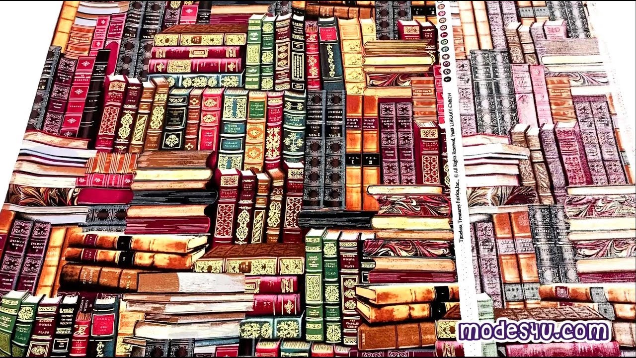library books fabric by Timeless Treasures USA - YouTube