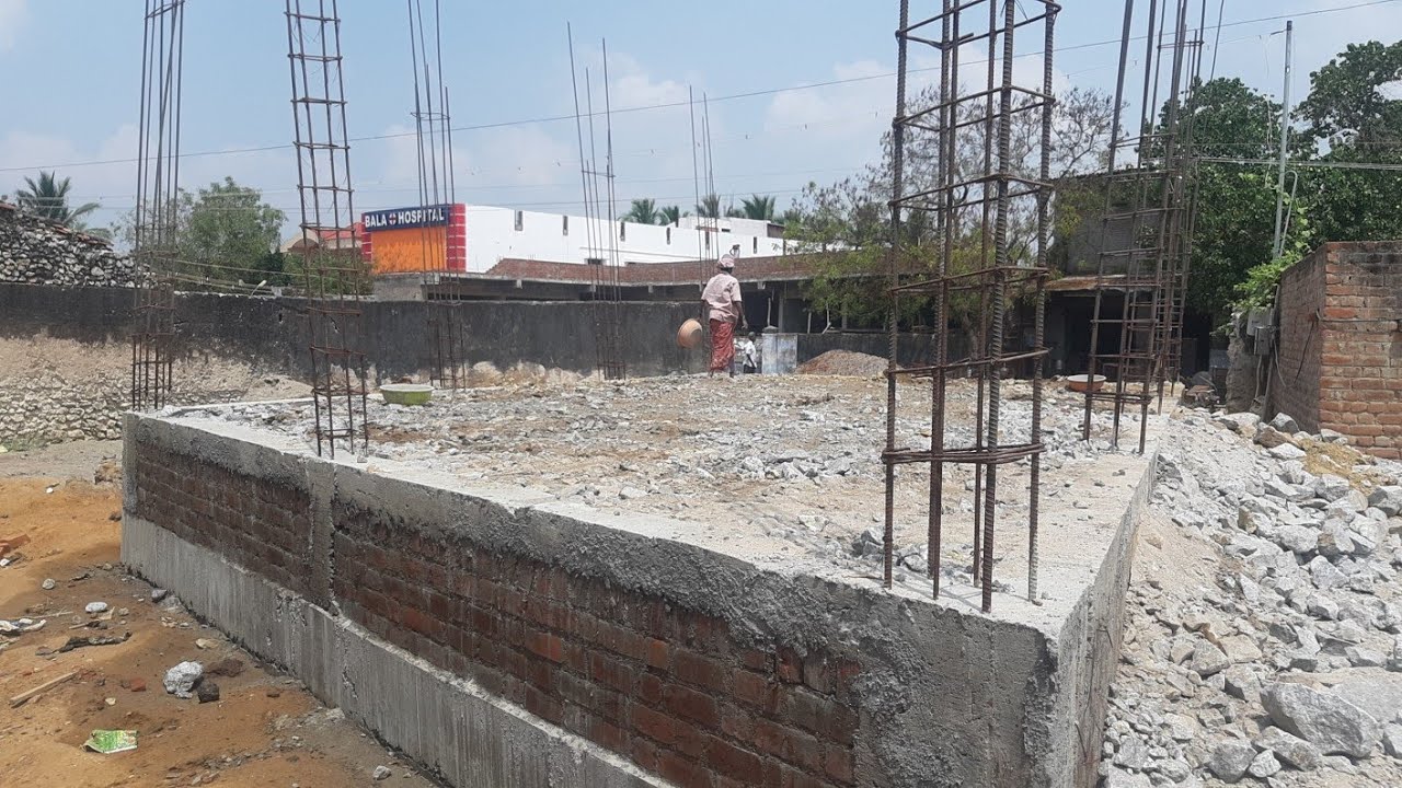 Building in basement quarry waste and sand fillup process - YouTube