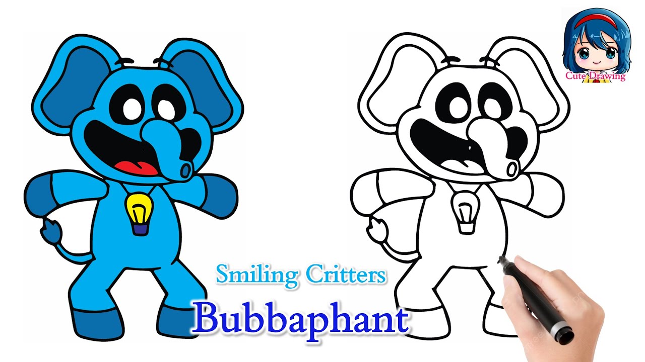 How to Draw A Cute Bubbaphant Smiling Critters | Poppy Playtime - YouTube