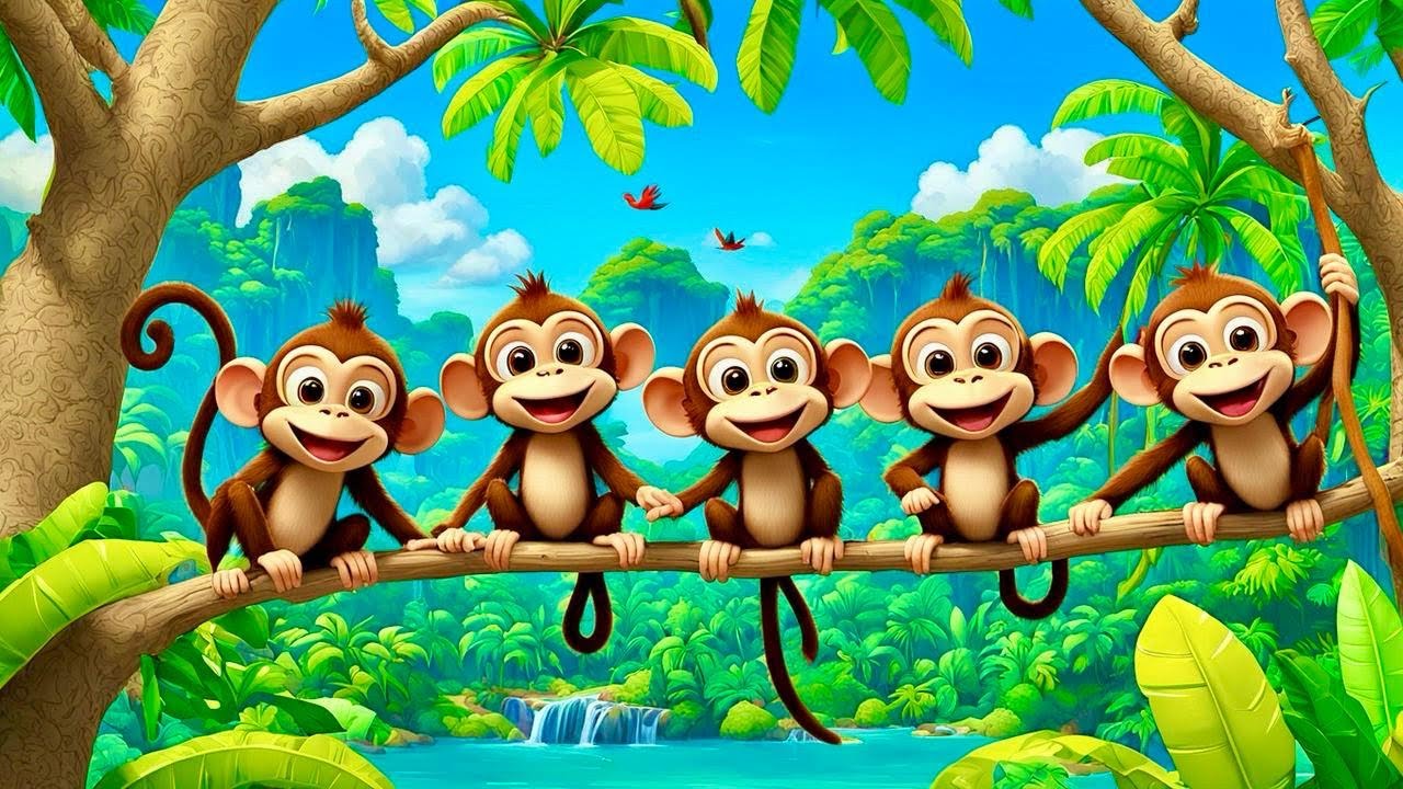 Five Little Monkeys | Fun and Energetic Counting Song for Kids ...