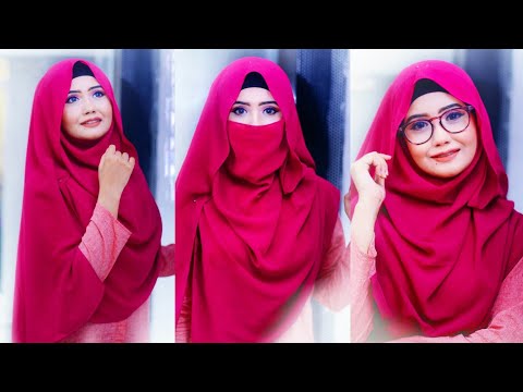 Hijab and Niqab tutorial with Glasses ||Viscose hijab || SanjiDa💙