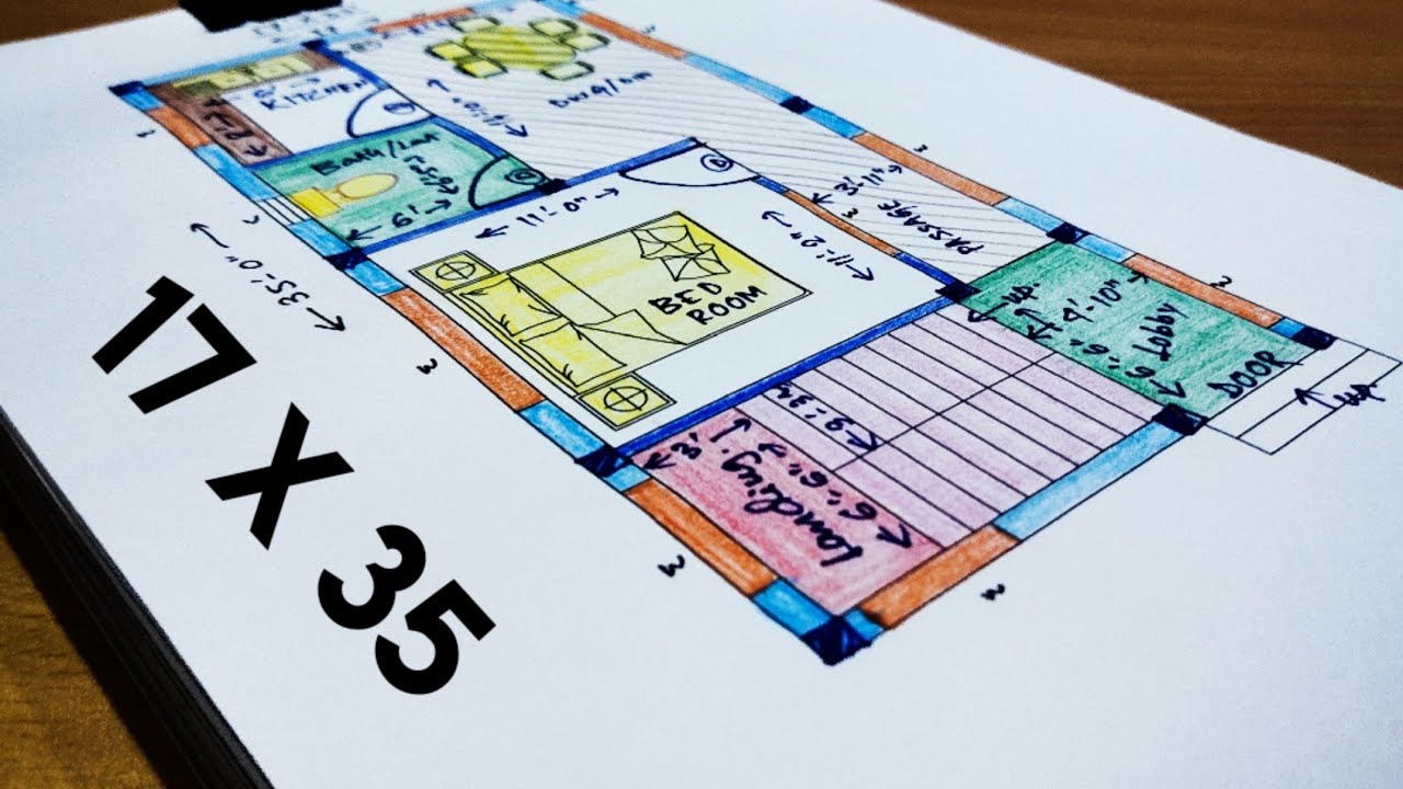 17 x 35 house plan II 17 x 35 ghar ka naksha II 17 x 35 home design ...