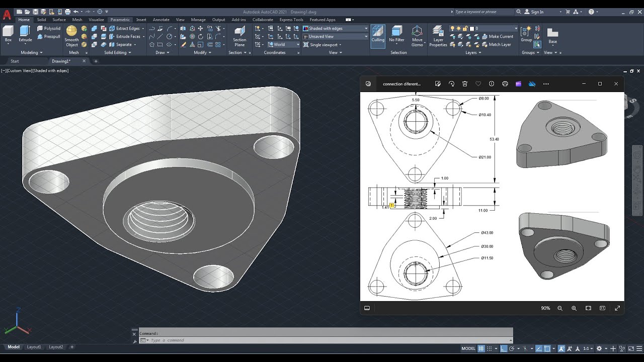 AutoCAD 3D, 3D Modeling, How to drawing differential pressure switch ...