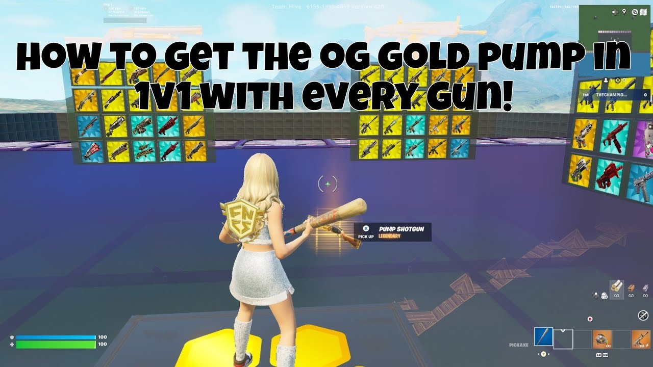 HOW TO GET THE OG GOLD PUMP IN 1V1 WITH EVERY GUN! #fortnite #gaming ...