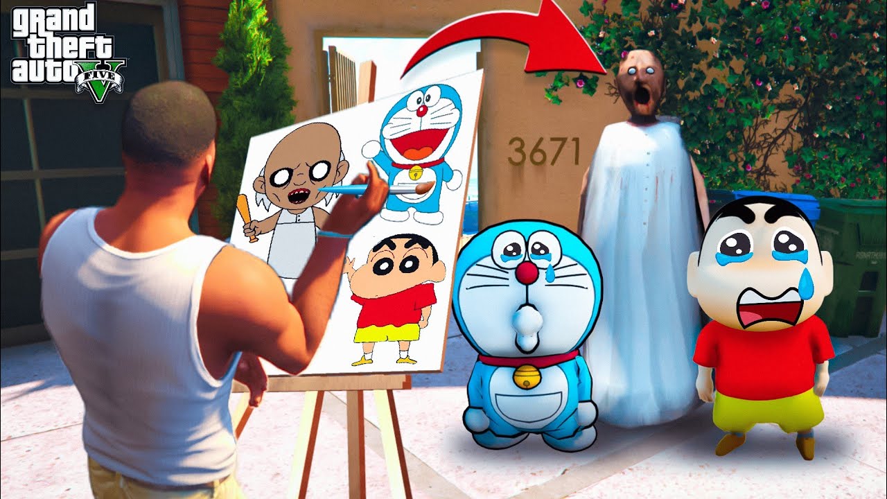 GTA5 Shinchan Magic Pen - Shinchan Drawing Hulk Doraemon Franklin Gtav ...