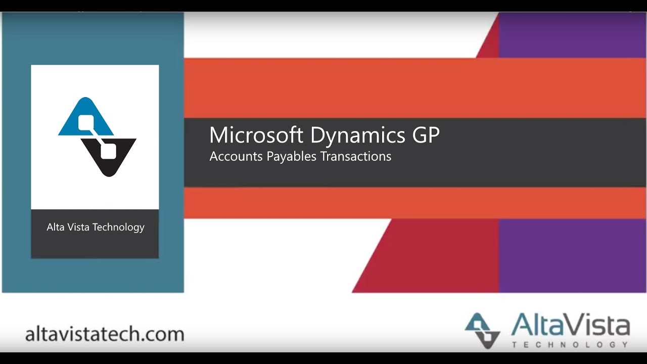 Microsoft Dynamics GP AP Transaction Entry - YouTube