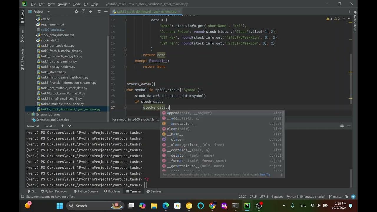 Stock Dashboard with Python and Streamlit: SP500 stocks - YouTube