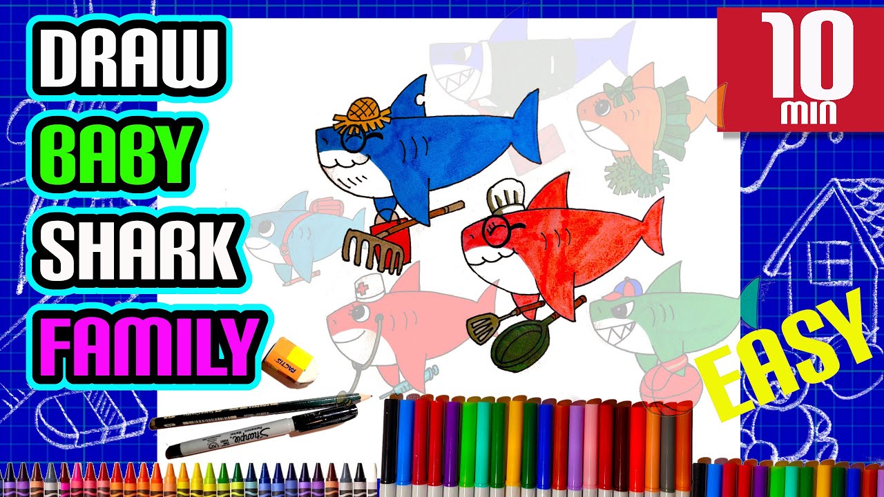 How to draw baby shark family | part 3 - YouTube