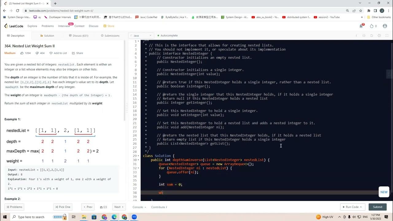 364 Nested List Weight Sum II YouTube 364-nested-list-weight-sum-ii-youtube