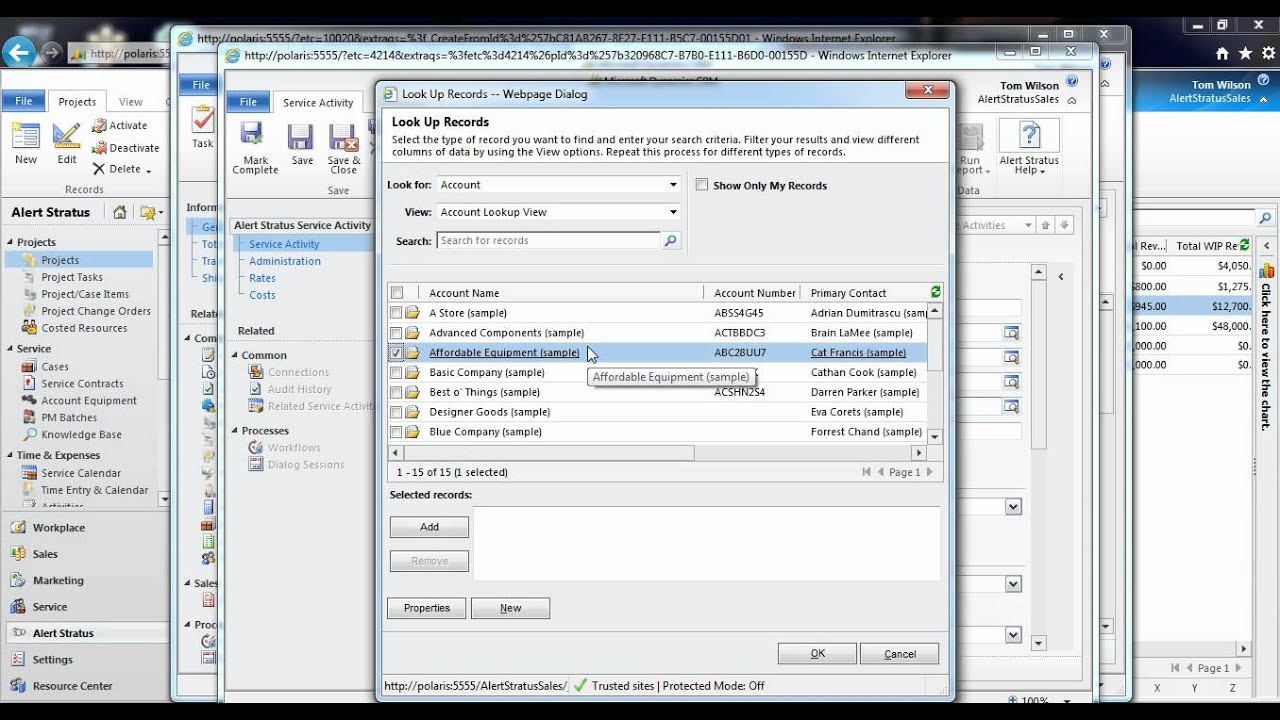 Entering Project Activities in Alert Stratus for Microsoft Dynamics CRM ...