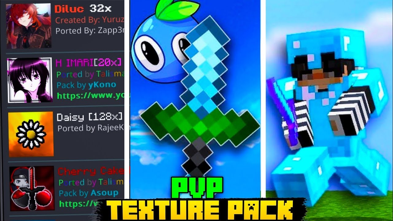 Top 5 New!! PvP Texture Pack for (MCPE 1.20) Bedrock edition || Best ...
