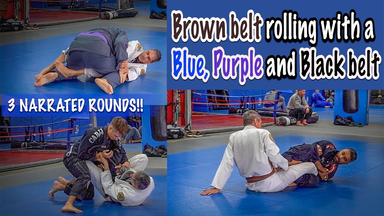 A Brown belt rolling with a Blue, Purple and Black belt - YouTube