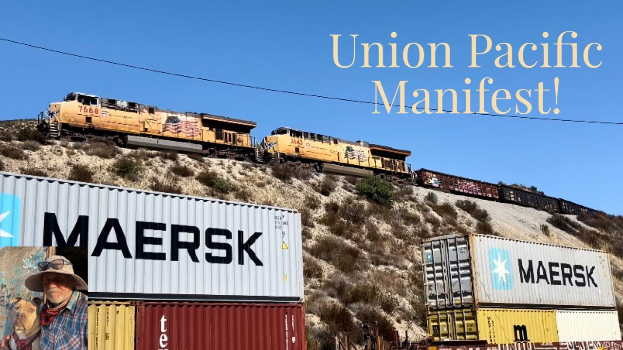 Union Pacific Manifest Train Sails Over Lower Sworthout. Palmdale ...