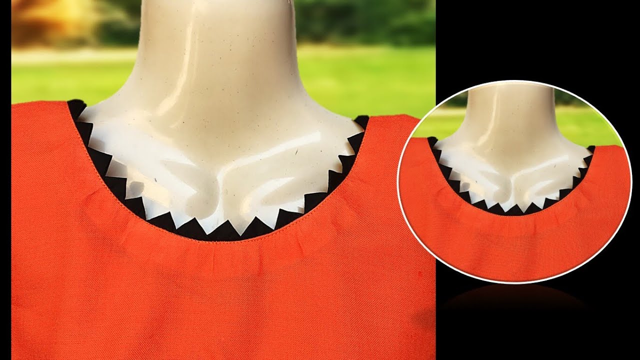 Easy & Beautiful Neck Design with Handmade Samosa Triangles Round Neck ...